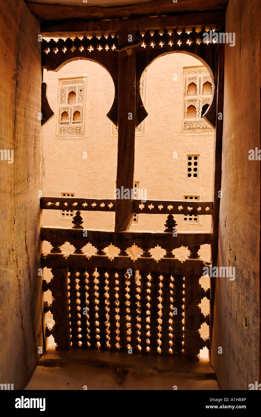 traditional window in the old town of Shibam Wadi Hadramaut Yemen Stock ...