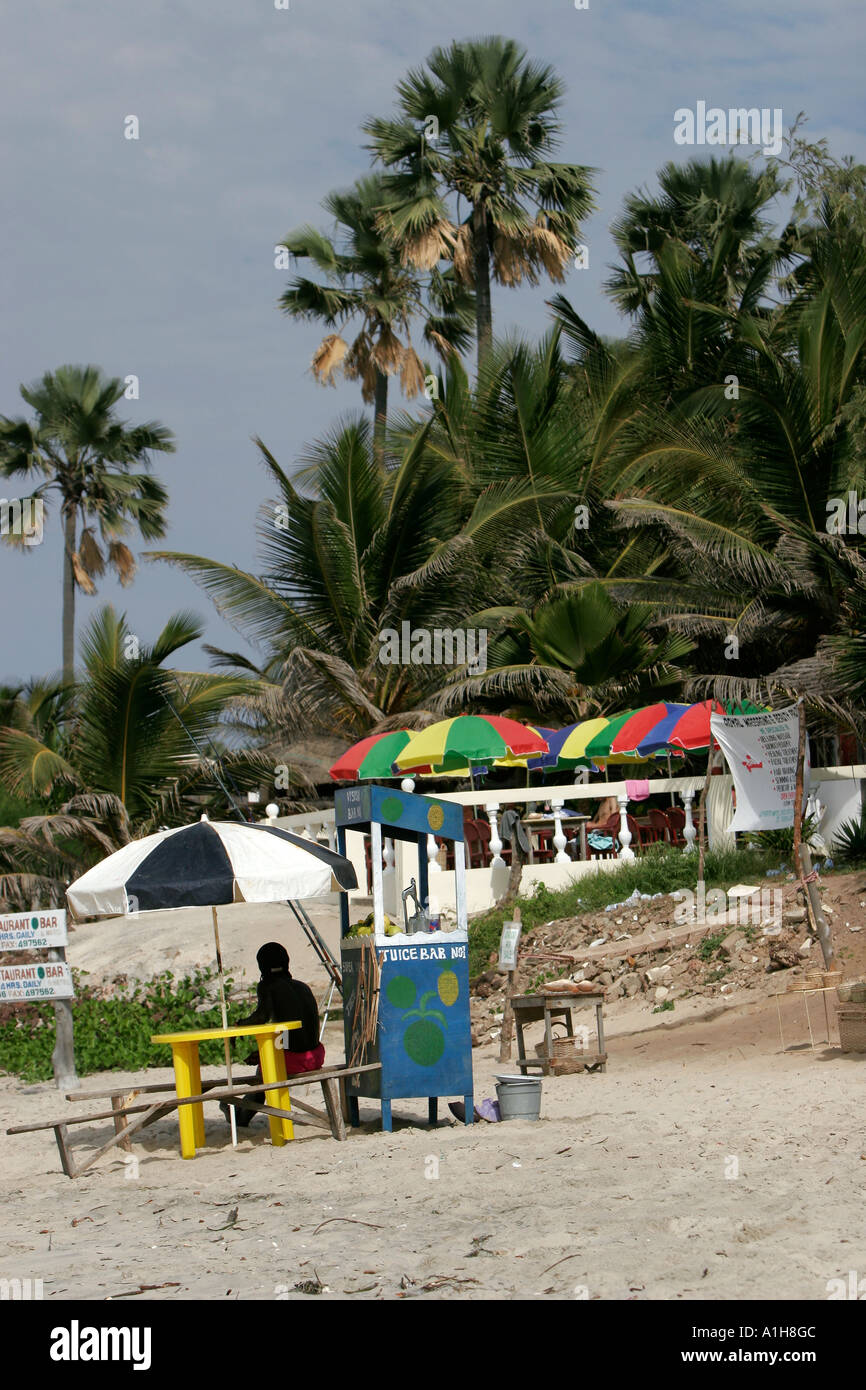 Beach and restaurant bar at Leybato Motel Fajara The Gambia Stock Photo ...