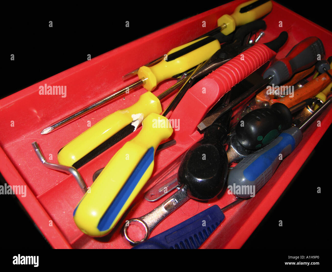 Domestic type DIY toolbox tray with tools Stock Photo - Alamy