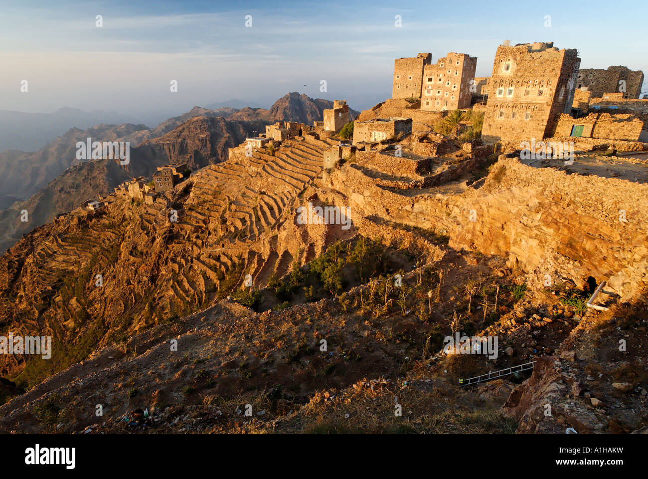 mountain village Shaharah Yemen Stock Photo - Alamy