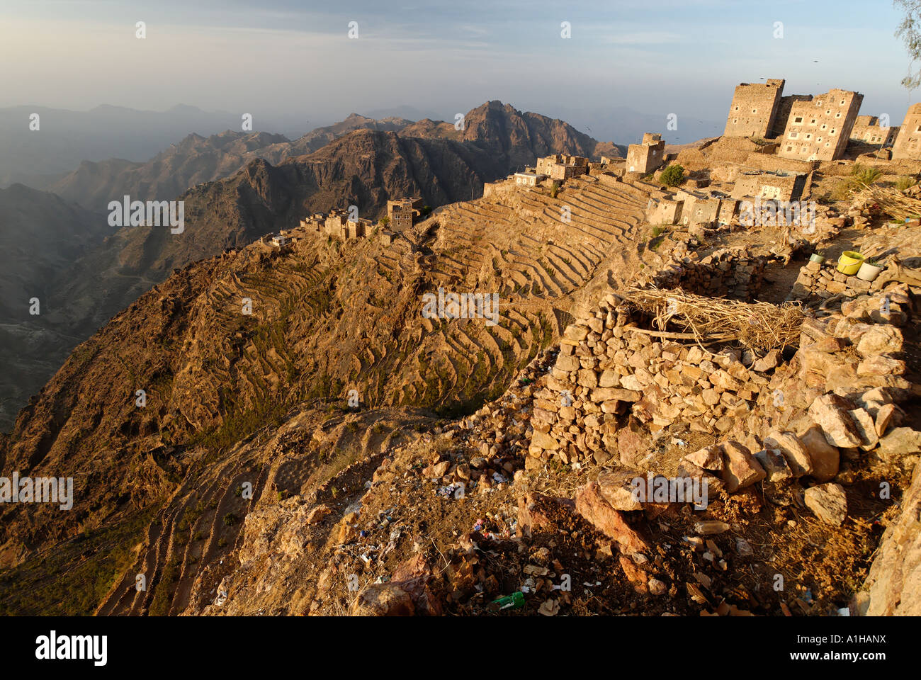 mountain village Shaharah Yemen Stock Photo - Alamy