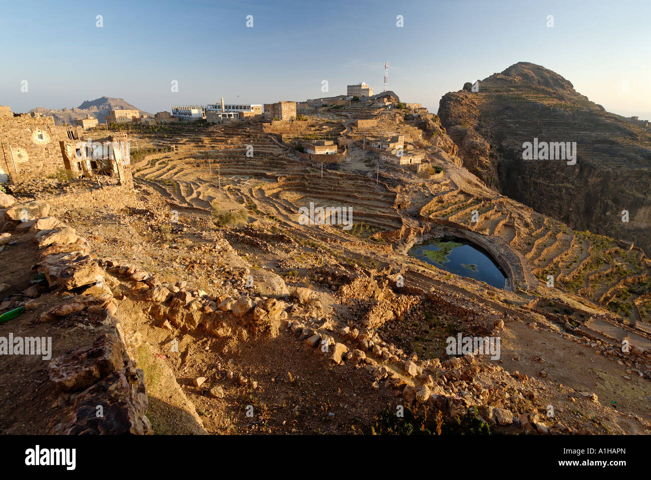 mountain village Shaharah Yemen Stock Photo - Alamy