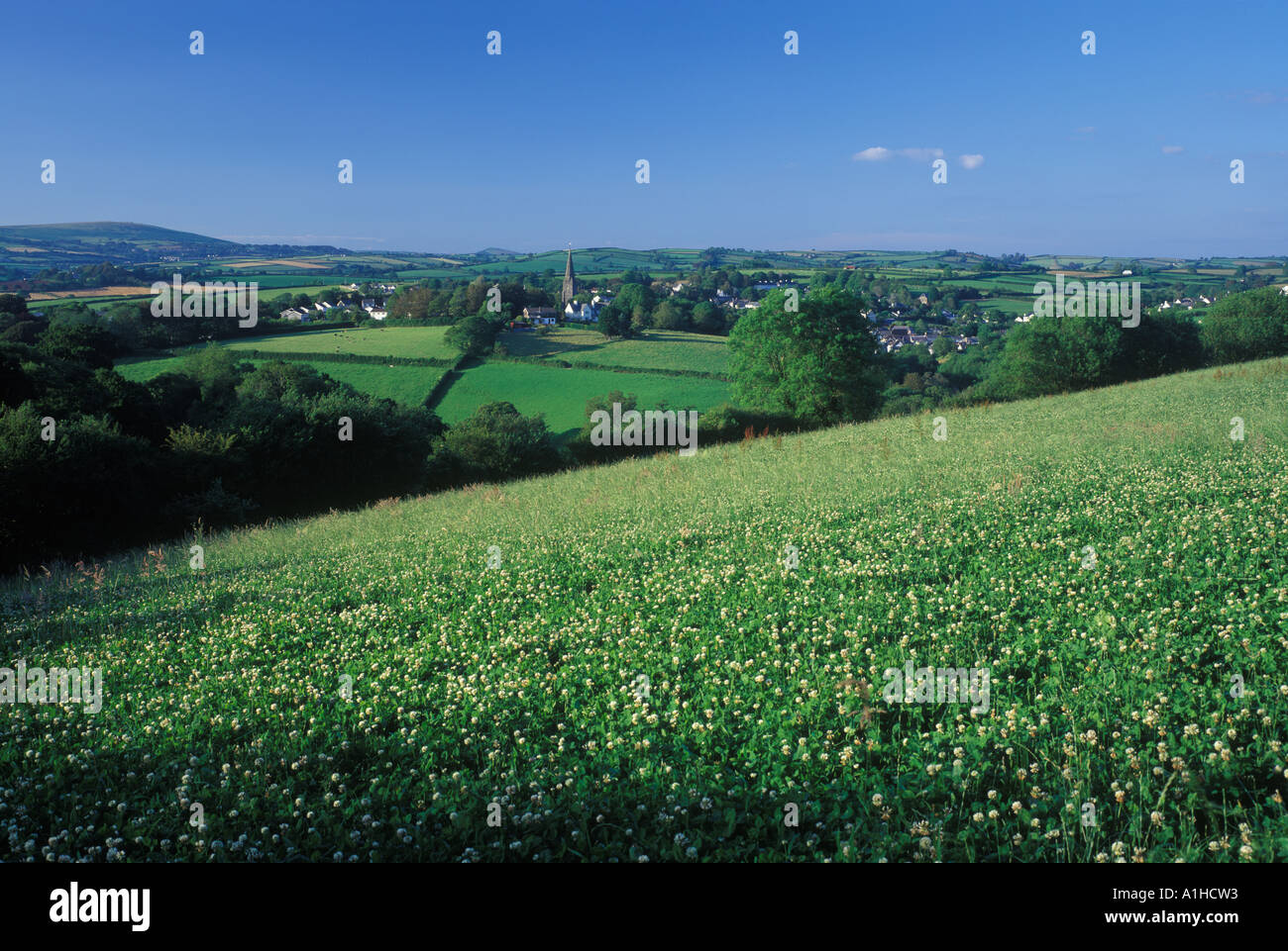 View towards Modbury village South Devon England UK Stock Photo - Alamy