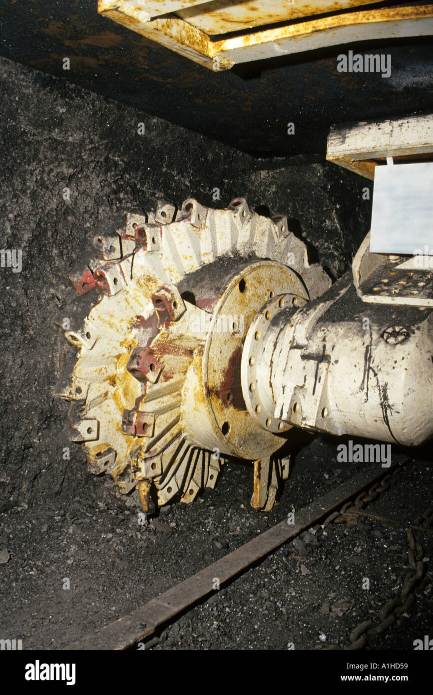 A cutter at the coal face at Big Pit coal mining museum Blaenavon ...