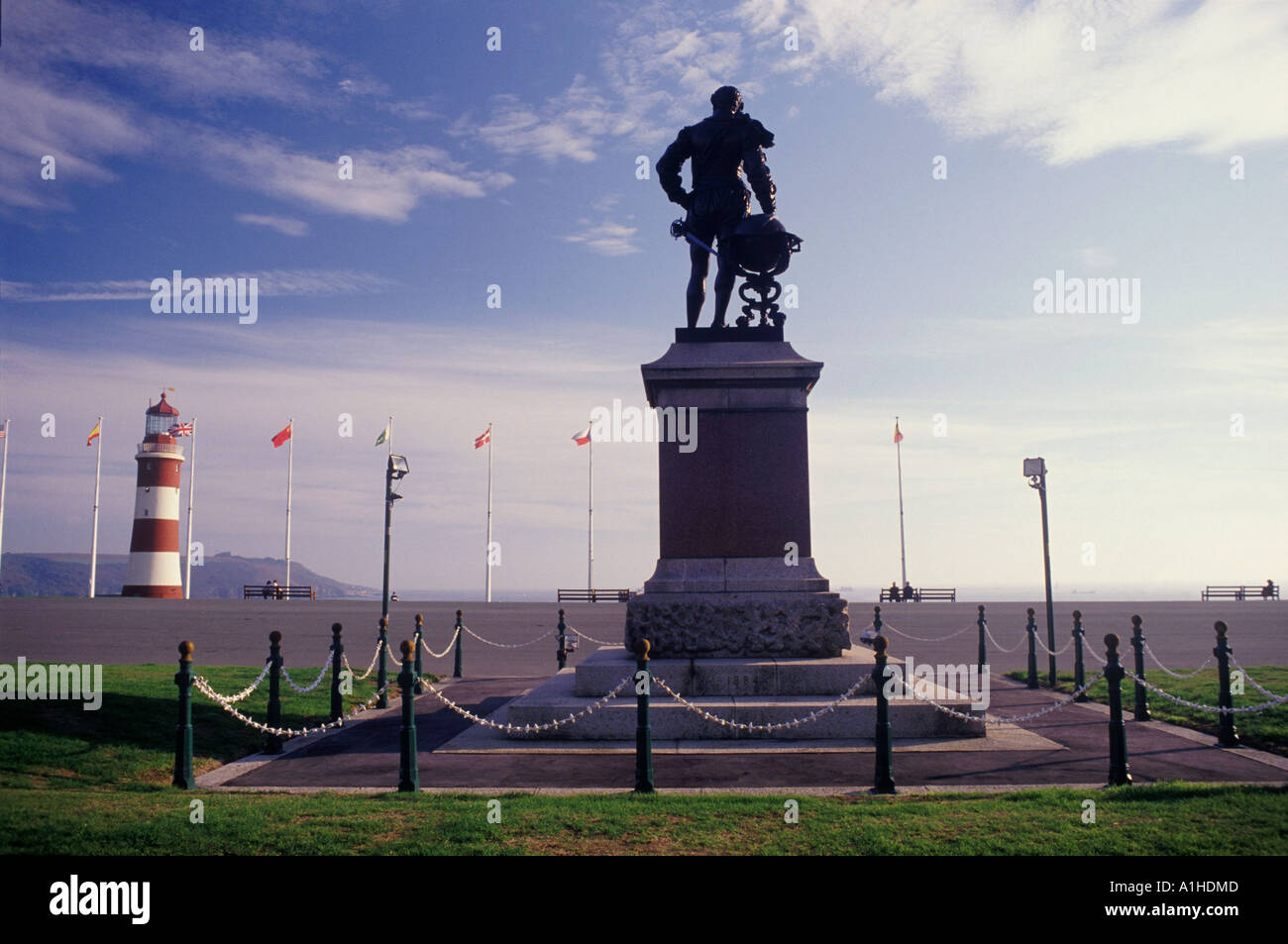 Statue of Sir Francis Drake on Plymouth Hoe Devon England UK Stock ...