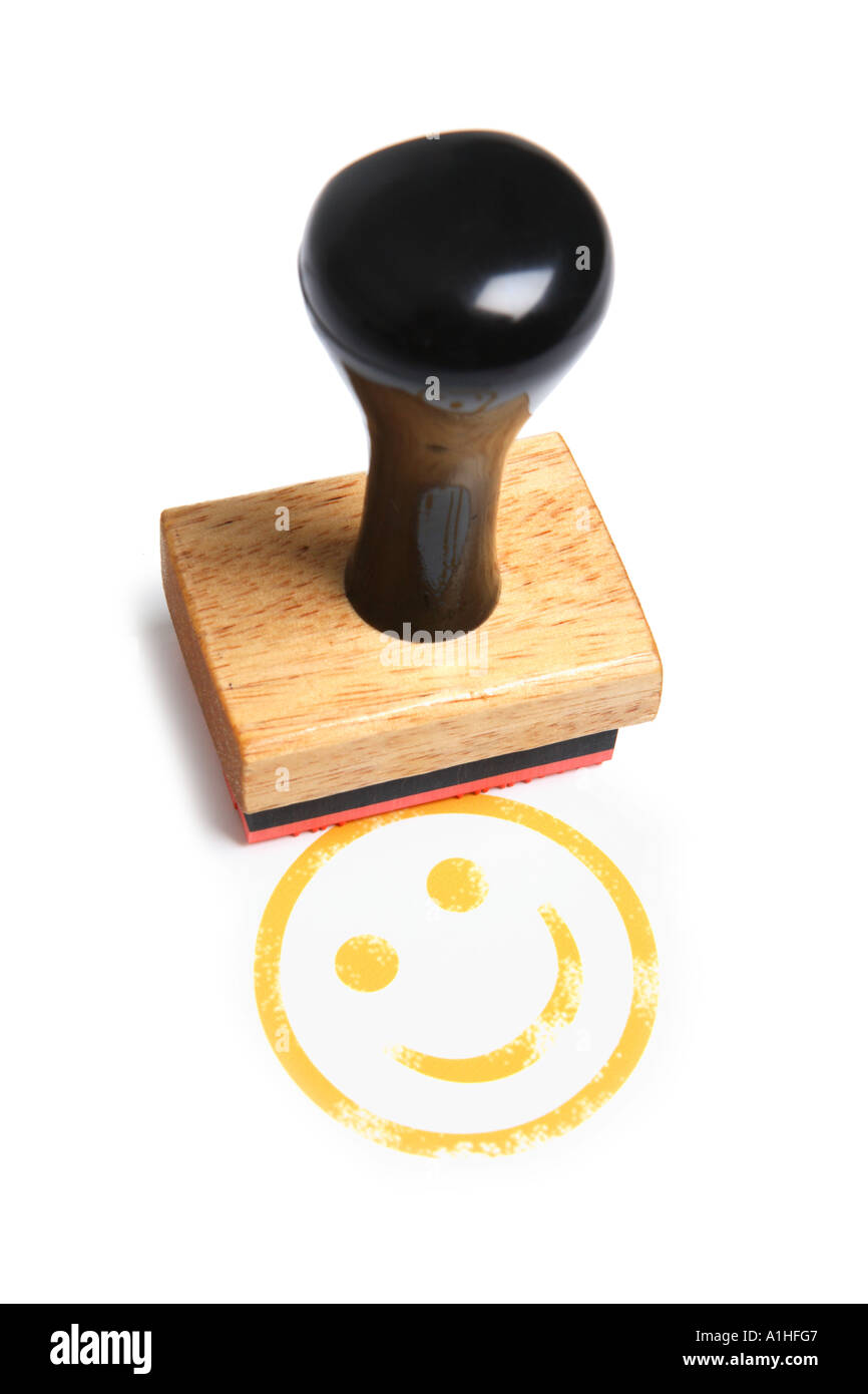 Happy face symbol rubber stamp Stock Photo - Alamy