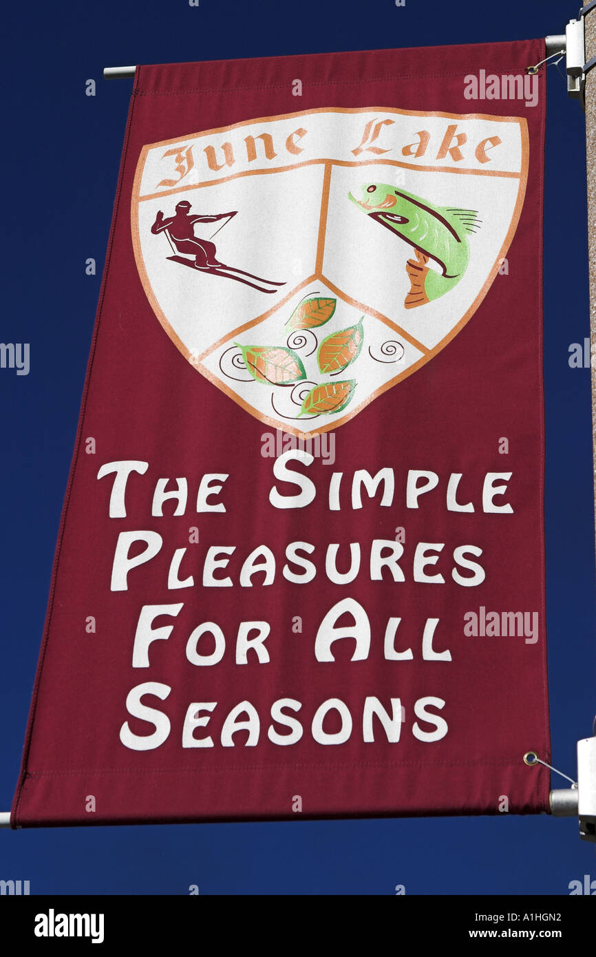 Street sign the simple pleasures for all seasons June Lake near Mammoth ...