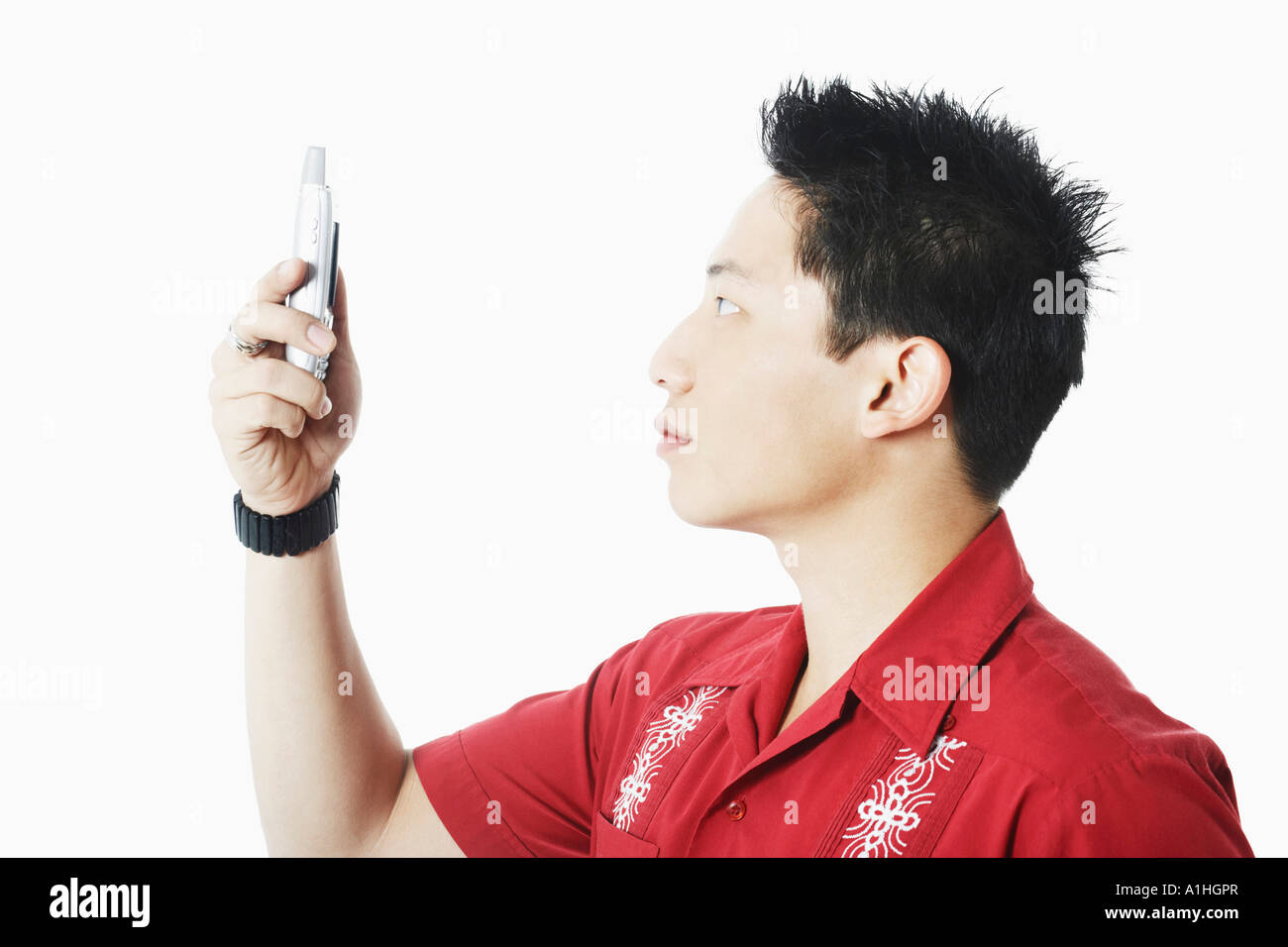 Black person holding phone side view Cut Out Stock Images & Pictures ...