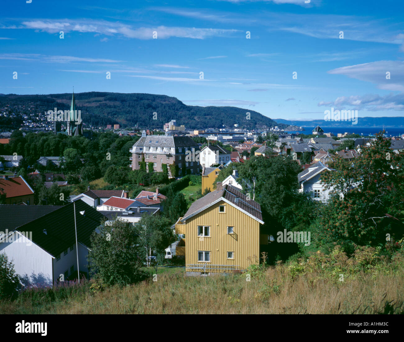 General view over city of Trondheim from Kristiansten Festning ...