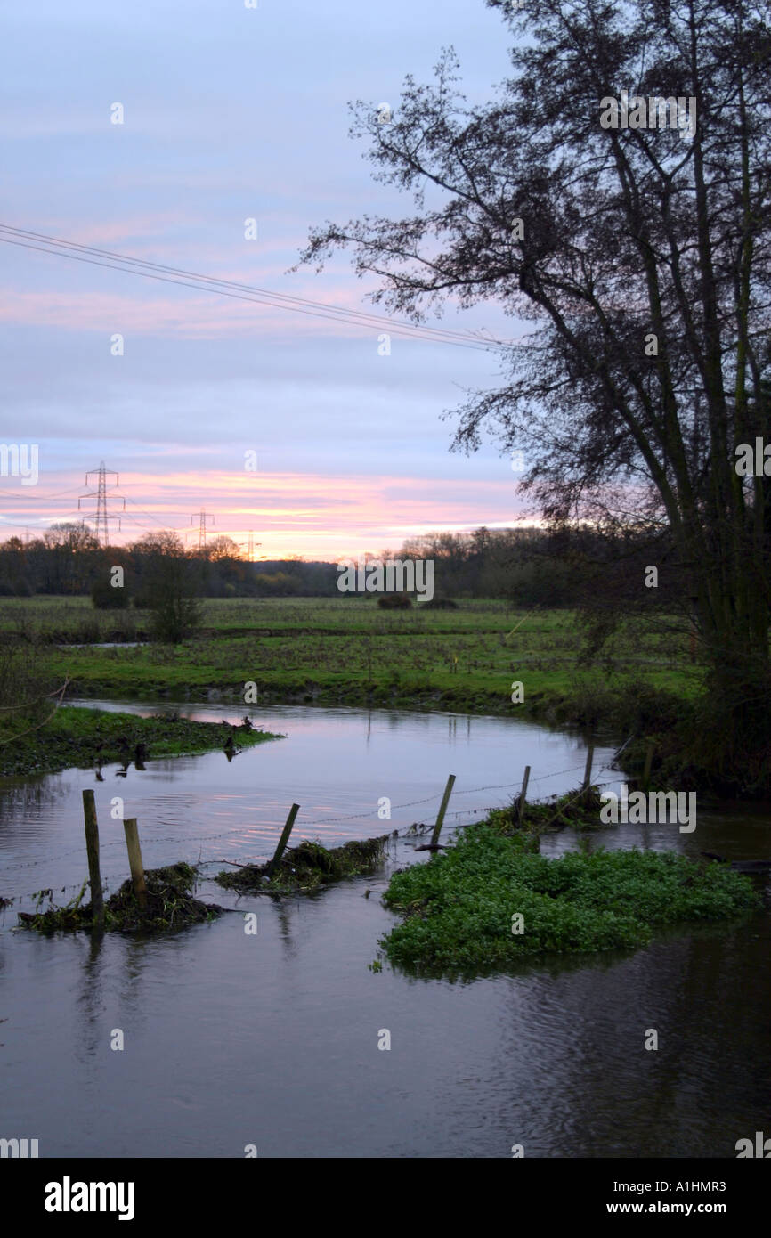 Upper reaches of the River Loddon near Sherfield on Loddon Hampshire ...