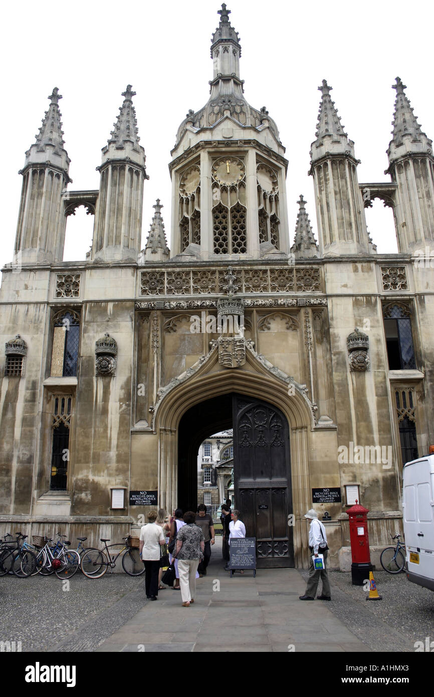 A view of the entrance gate to Kings College Cambridge as seen from ...