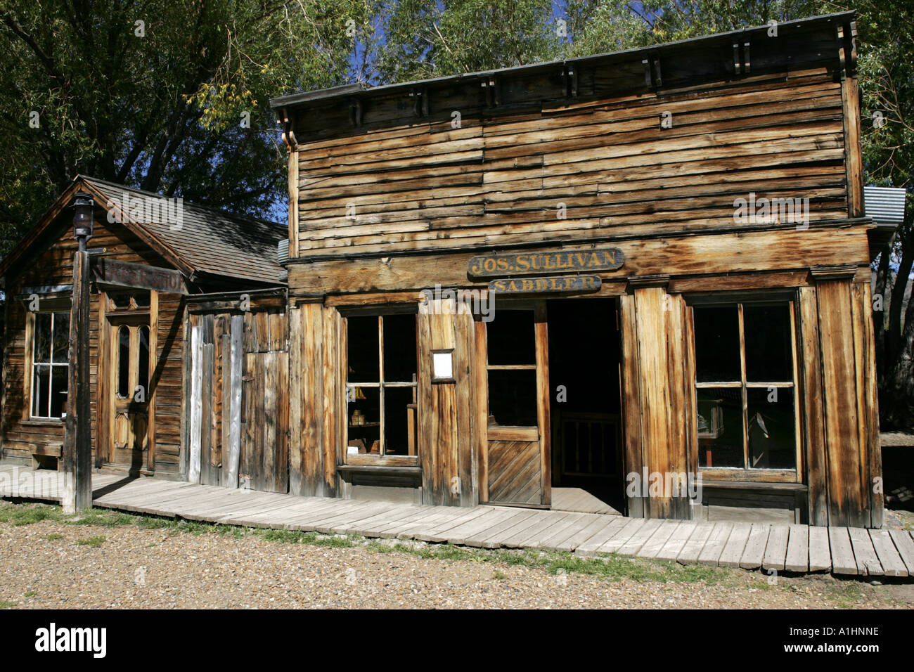 Old log building in Nevada City mining ghost town Gold West Country ...