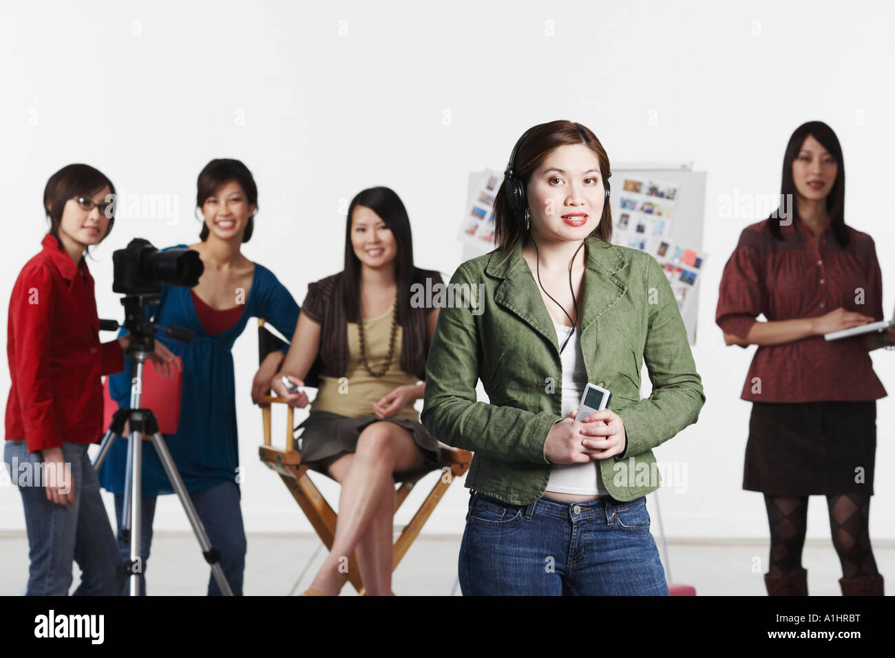 Portrait of five young women smiling Stock Photo - Alamy
