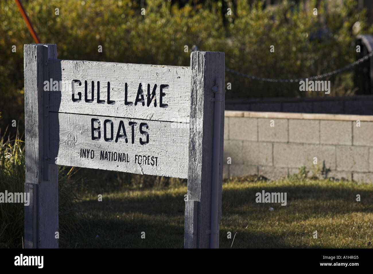 Wooden sign for boat rental at Gull Lake Inyo National Forest Mammoth ...