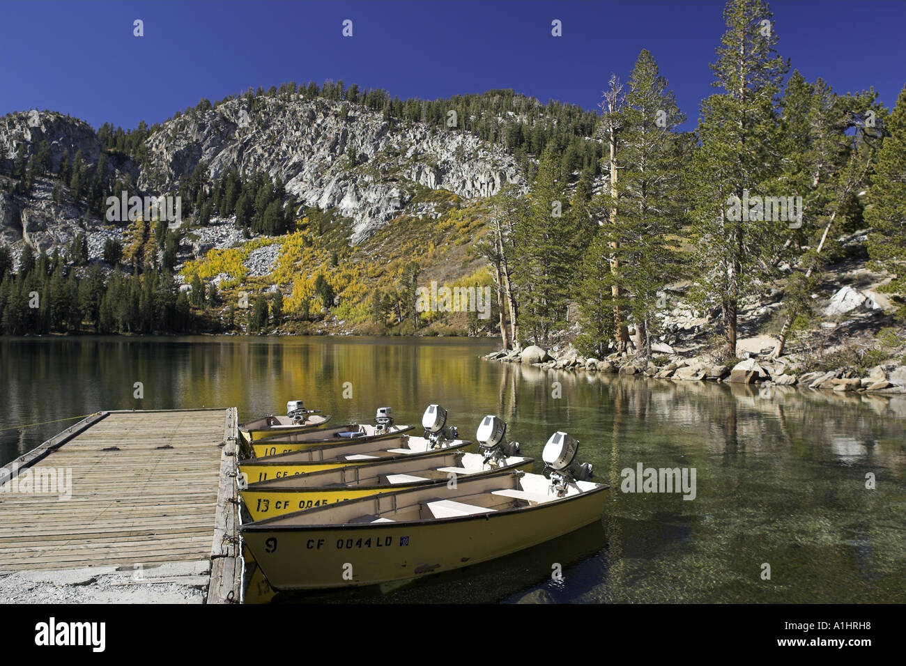 Lake George boat landing with fishing boats at jetty Mammoth Lakes ...