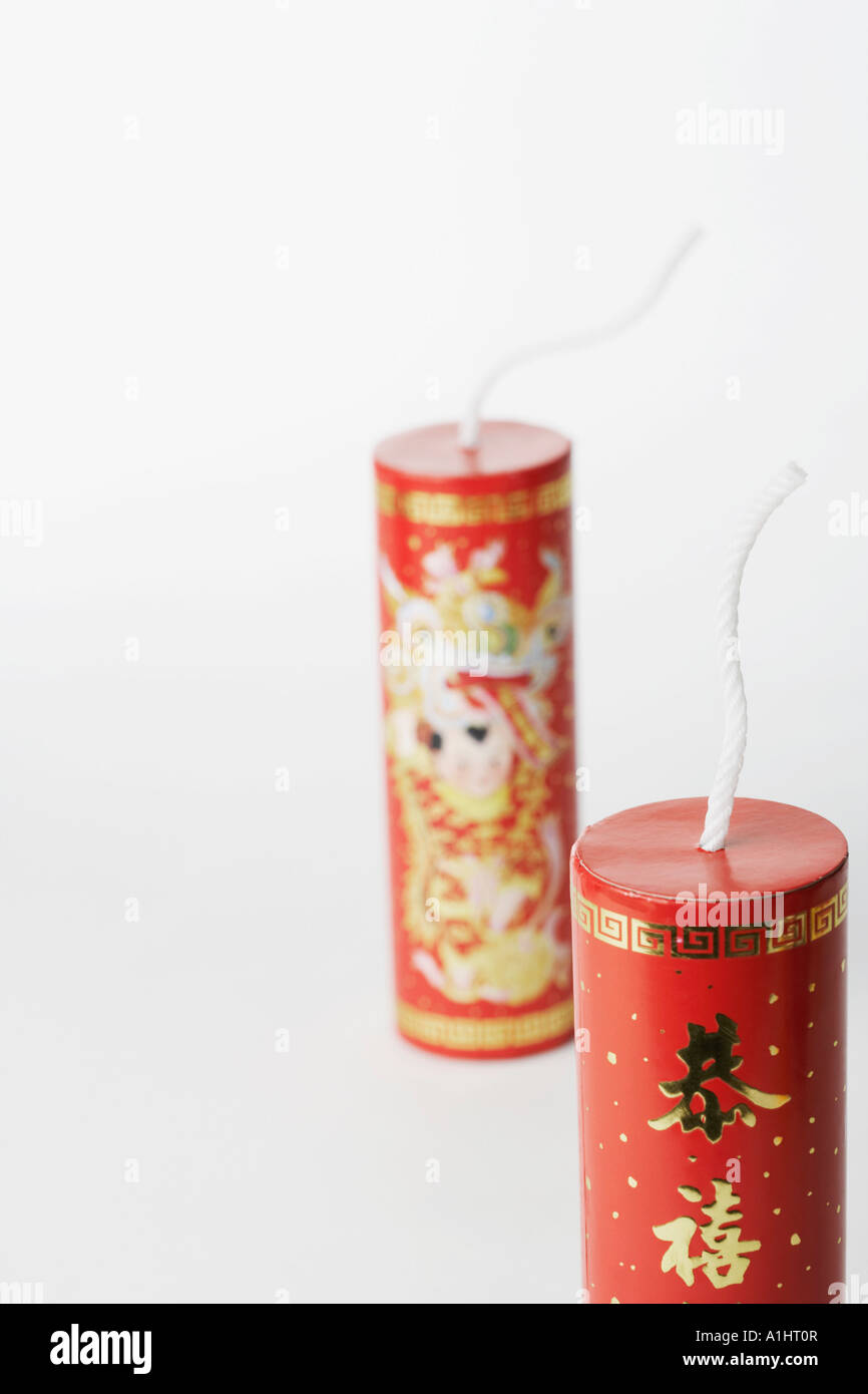 Close-up of a two Chinese fire crackers Stock Photo - Alamy