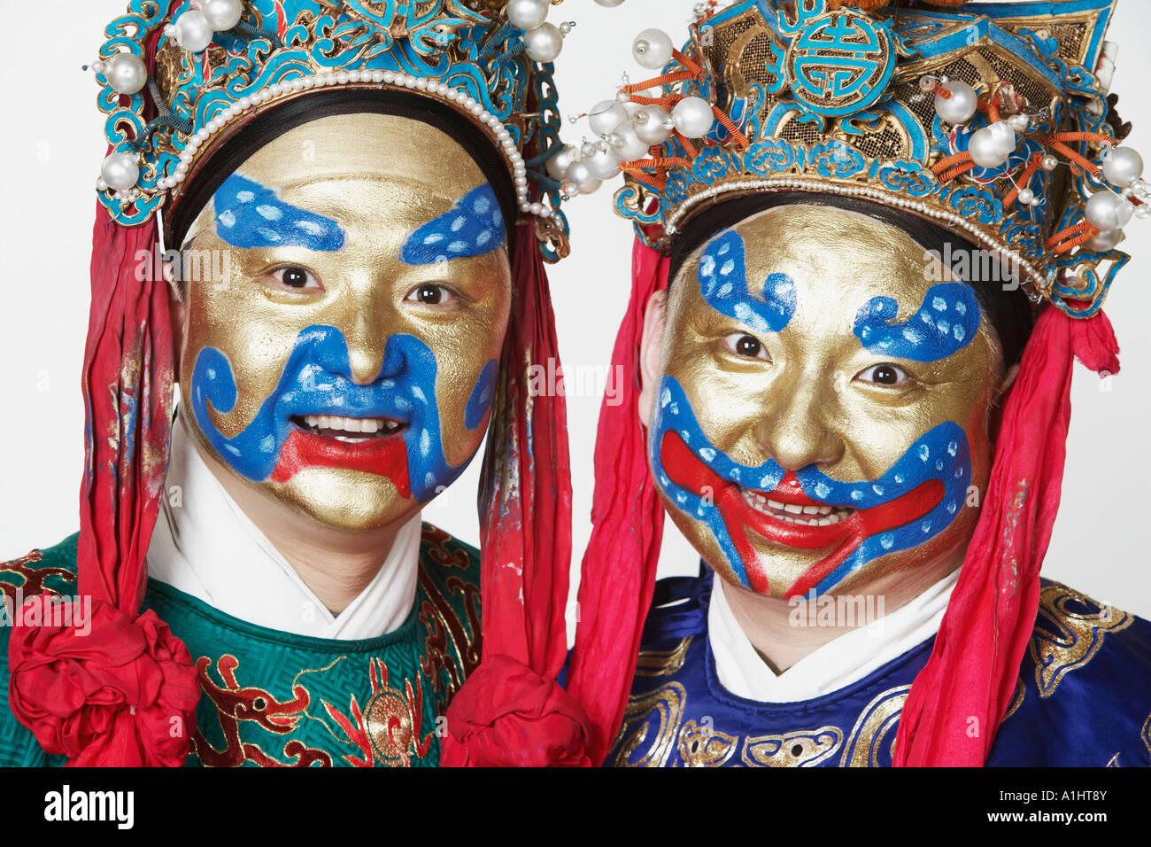Portrait of two male Chinese opera performers smiling Stock Photo - Alamy