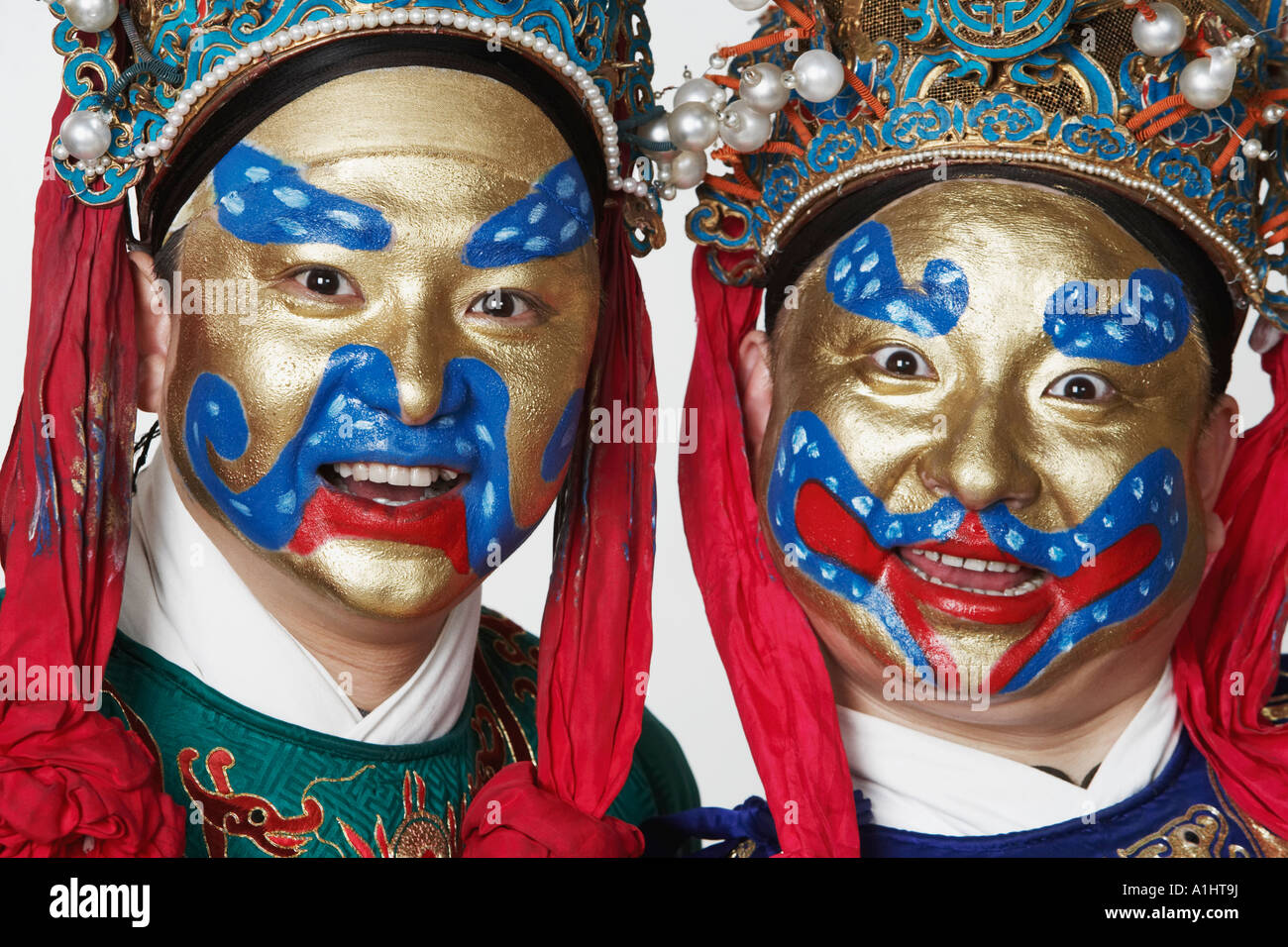 Portrait of two male Chinese opera performers smiling Stock Photo - Alamy