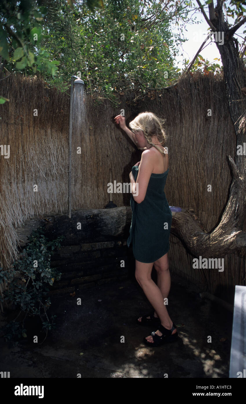 Outdoor showering camp hi-res stock photography and images - Alamy