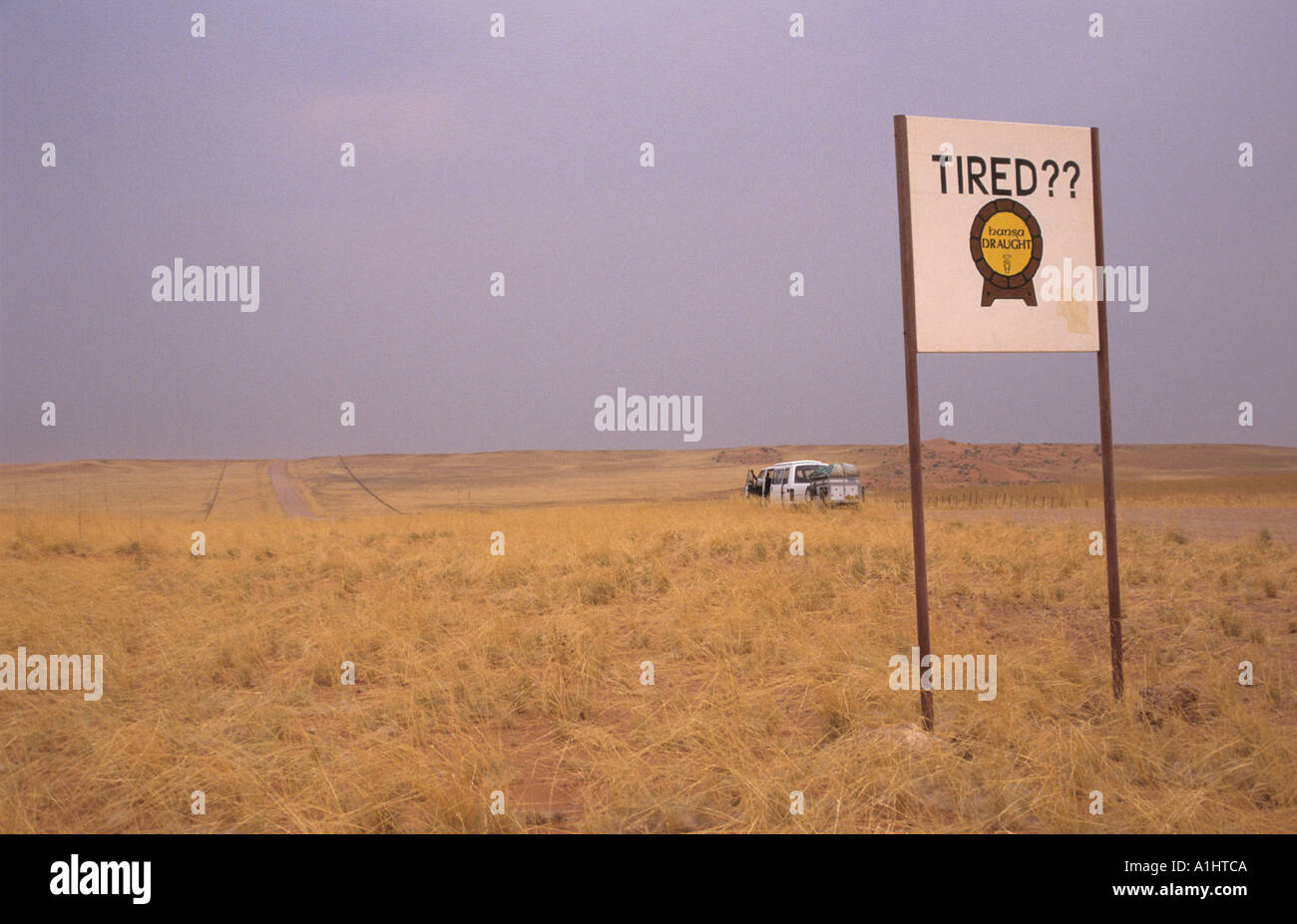 Advertising sign in Namibian wilderness Stock Photo - Alamy