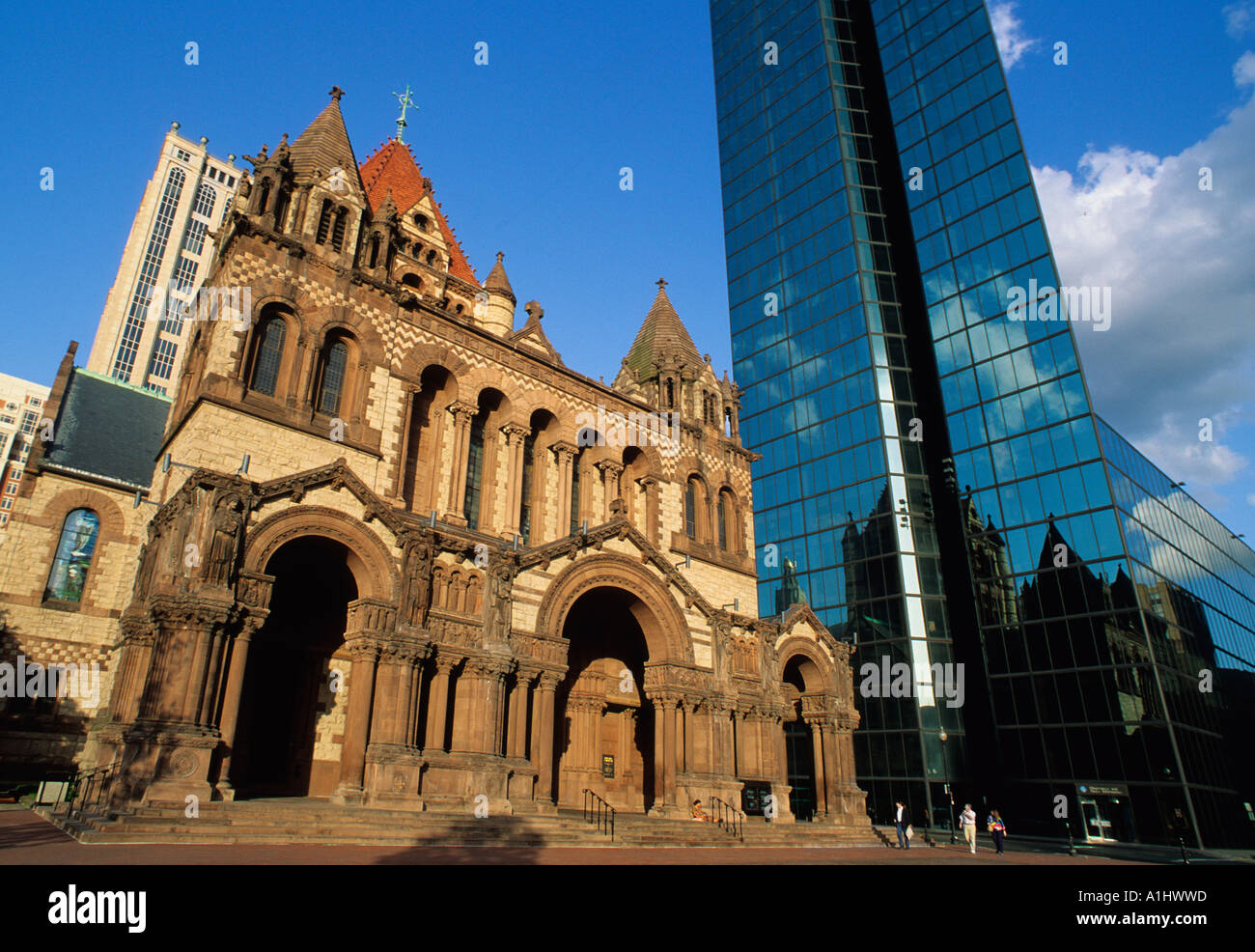 USA Boston Massachusetts Trinity Church and The New Hancock Tower ...