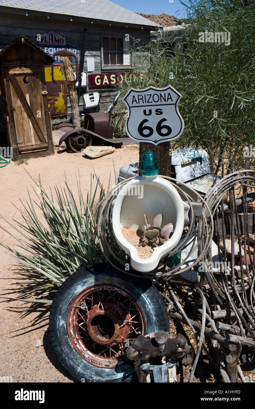 Cactus lavatory on route 66 Stock Photo - Alamy