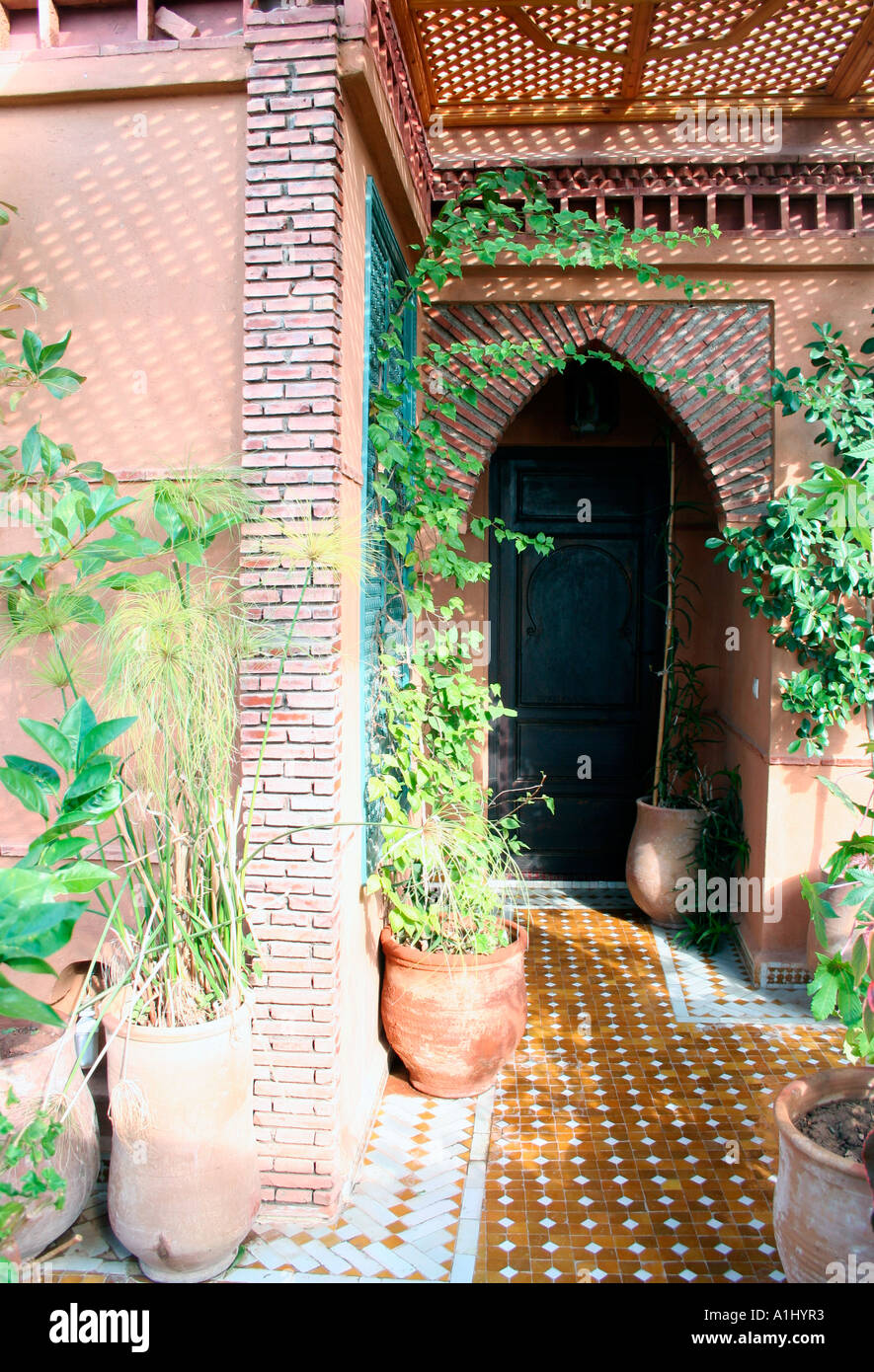 Moroccan riad, rooftop terrace of riad Jnane Mogador, Marrakech ...