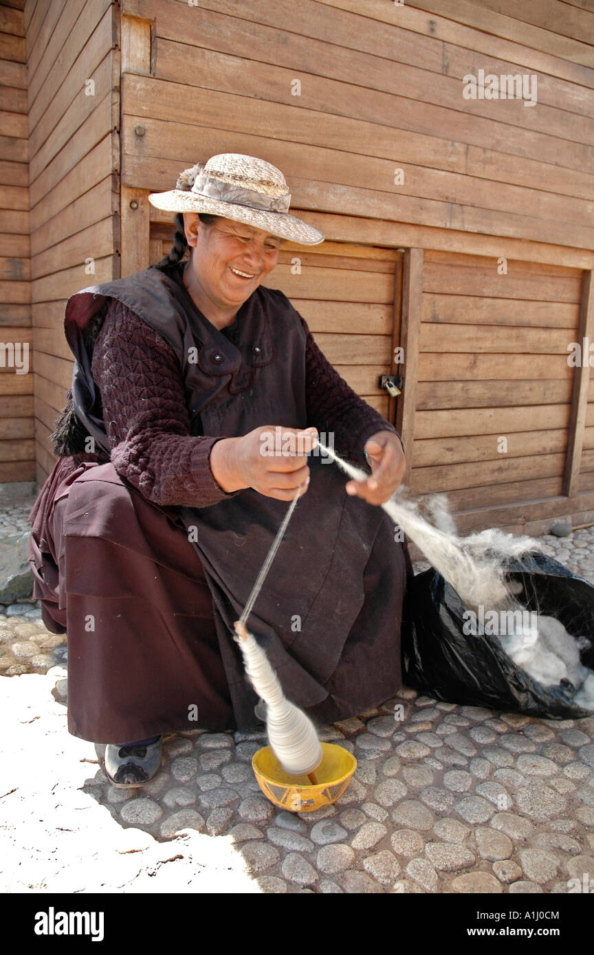 Woman spinning wool bolivia hi-res stock photography and images - Alamy