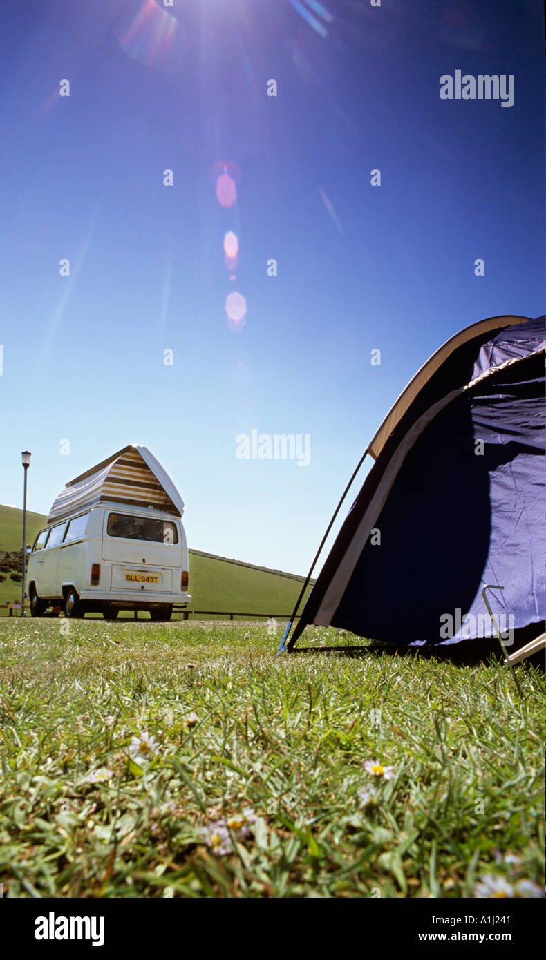 camper van and tent Stock Photo - Alamy