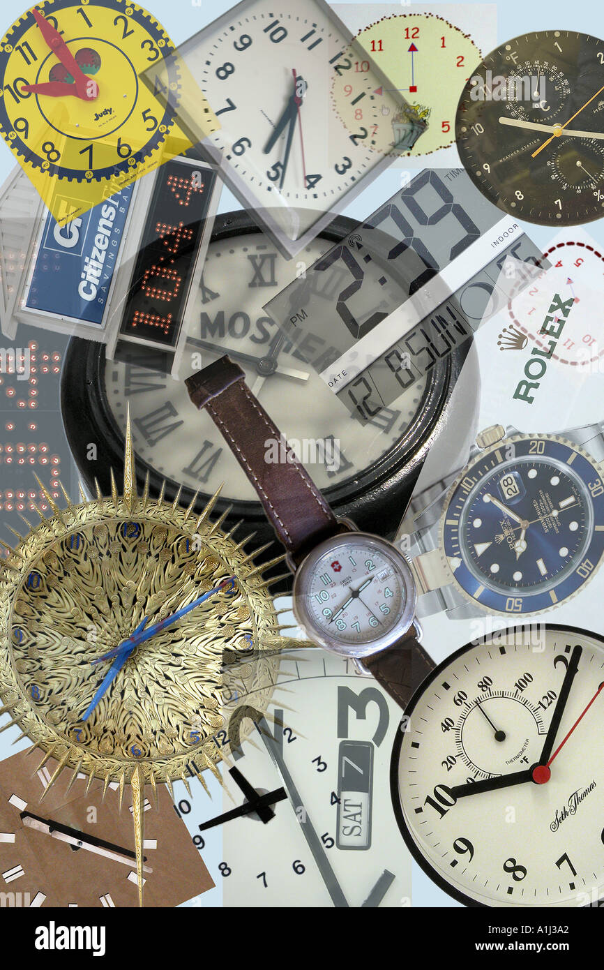 Collage numbers clocks hi-res stock photography and images - Alamy
