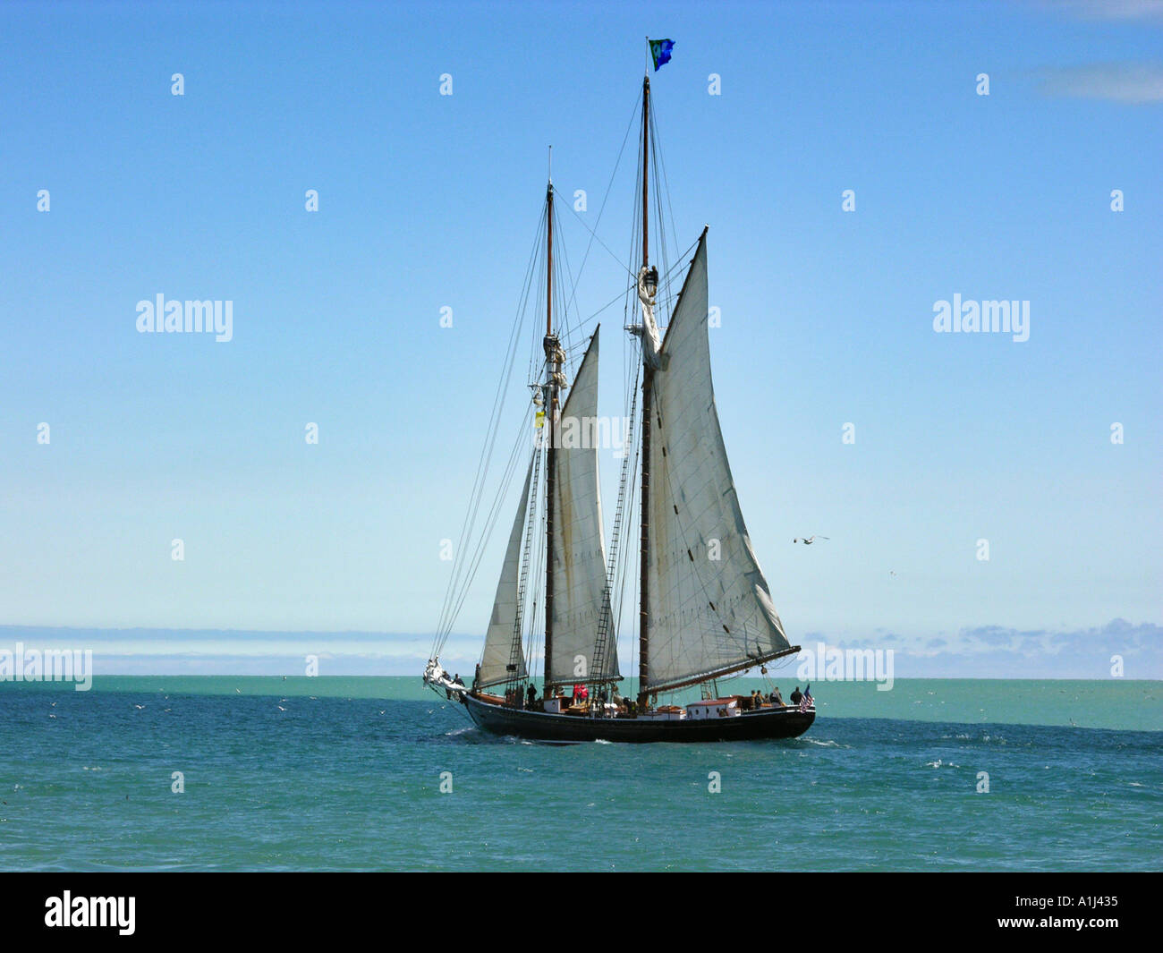 The tall ship Highlander sail into Lake Huron at Port Huron Michigan ...