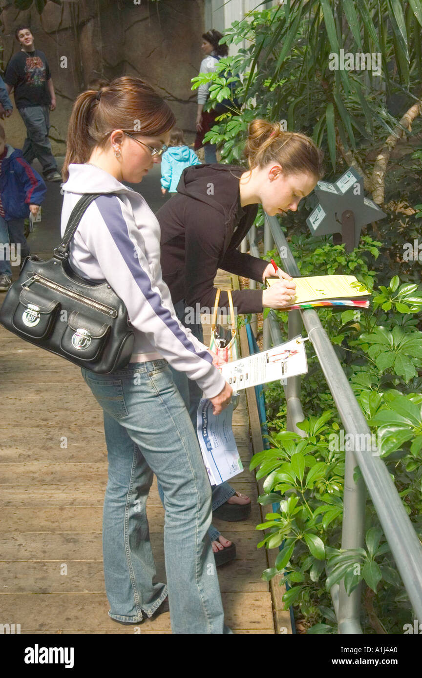 Female students conduct a study at the Detroit Zoo for biology class ...