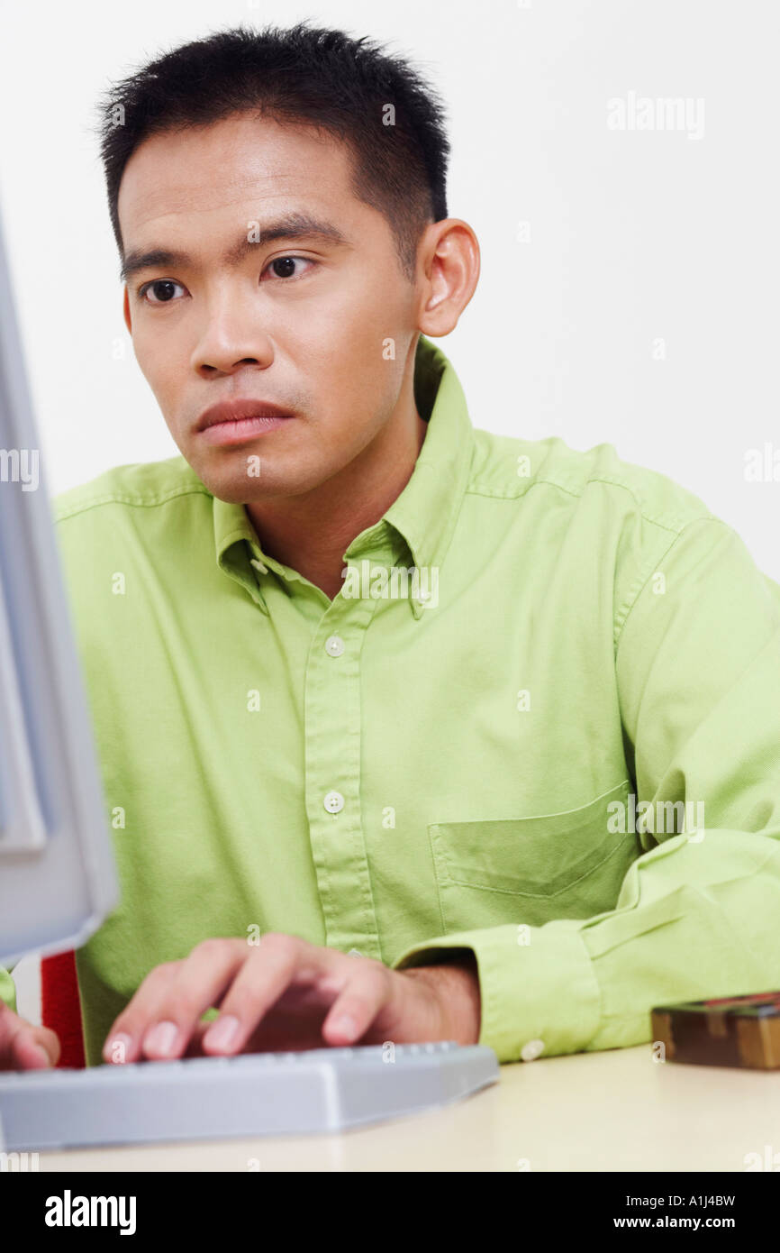Close-up of a businessman using a computer Stock Photo - Alamy