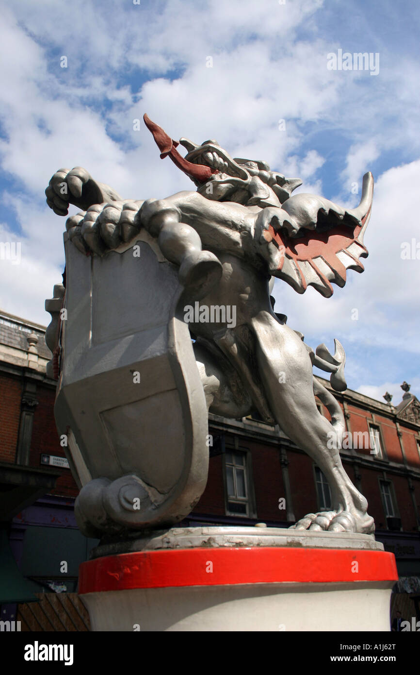 City of London Dragon statue and blue sky with clouds Stock Photo - Alamy