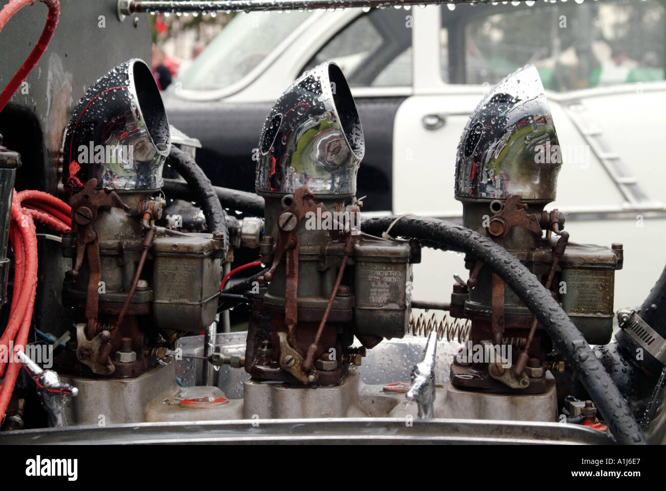 carburettor on hot rod car v8 engine induction petrol card carbs intake ...