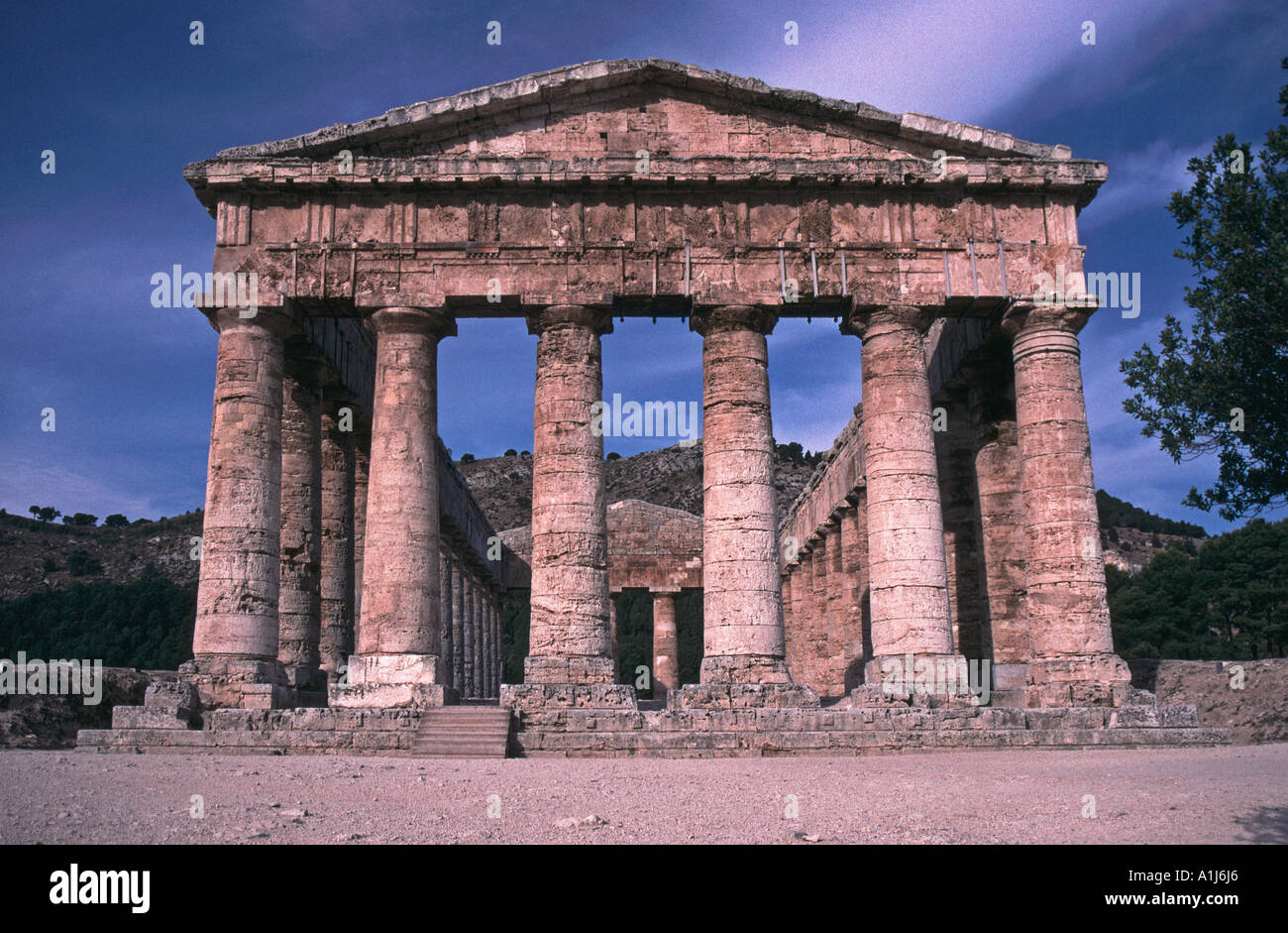 Sicily. Greek temple at Segesta, showing unfinished columns without ...