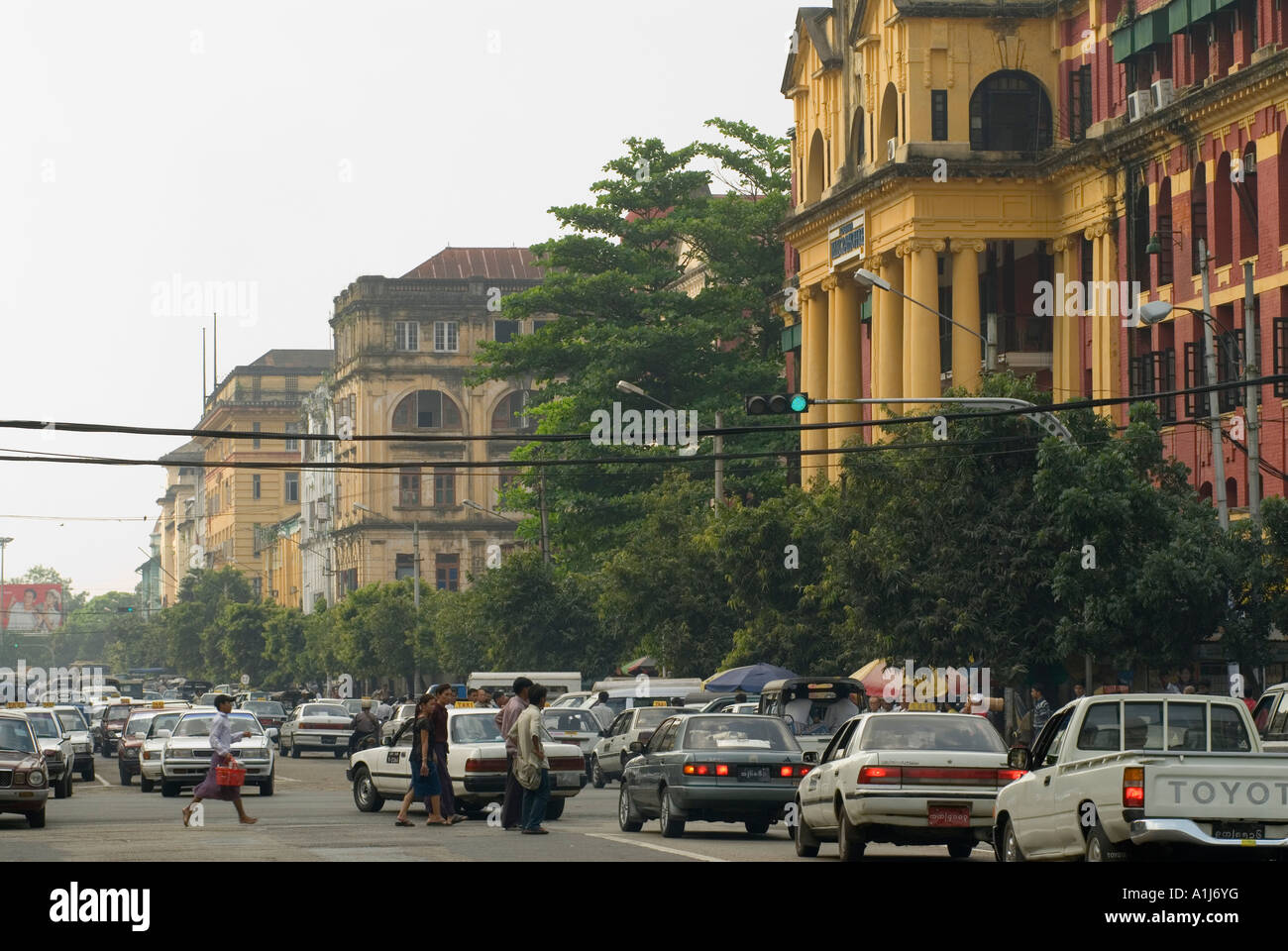 Down town central Yangon Myanmar Rangoon Burma Stock Photo - Alamy