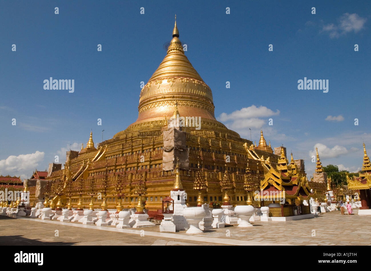 Restoration work on the Shwezigon Pagoda. Bagan Myanmar. Pagan Burma ...