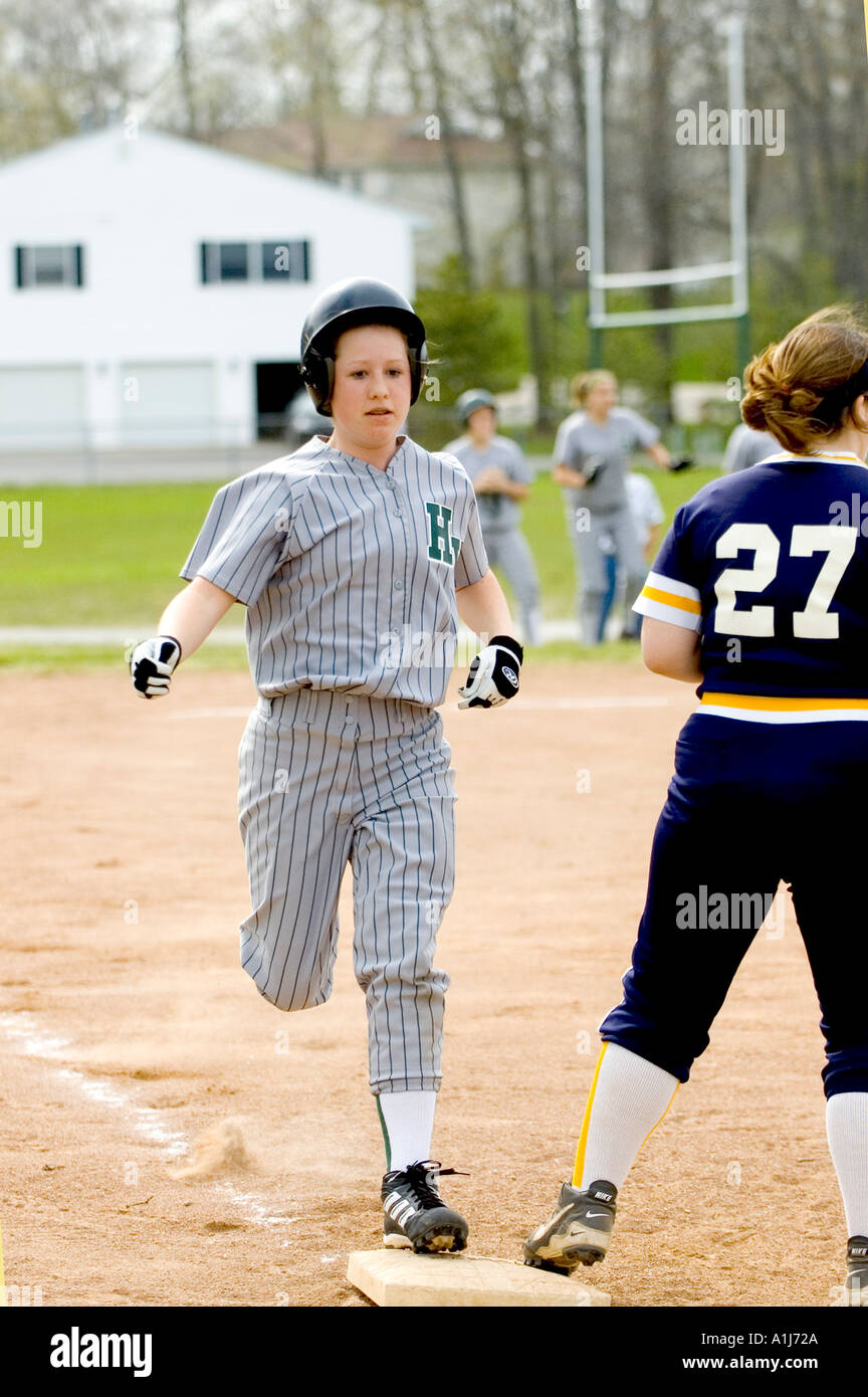 Female Baseball Action Stock Photo - Alamy