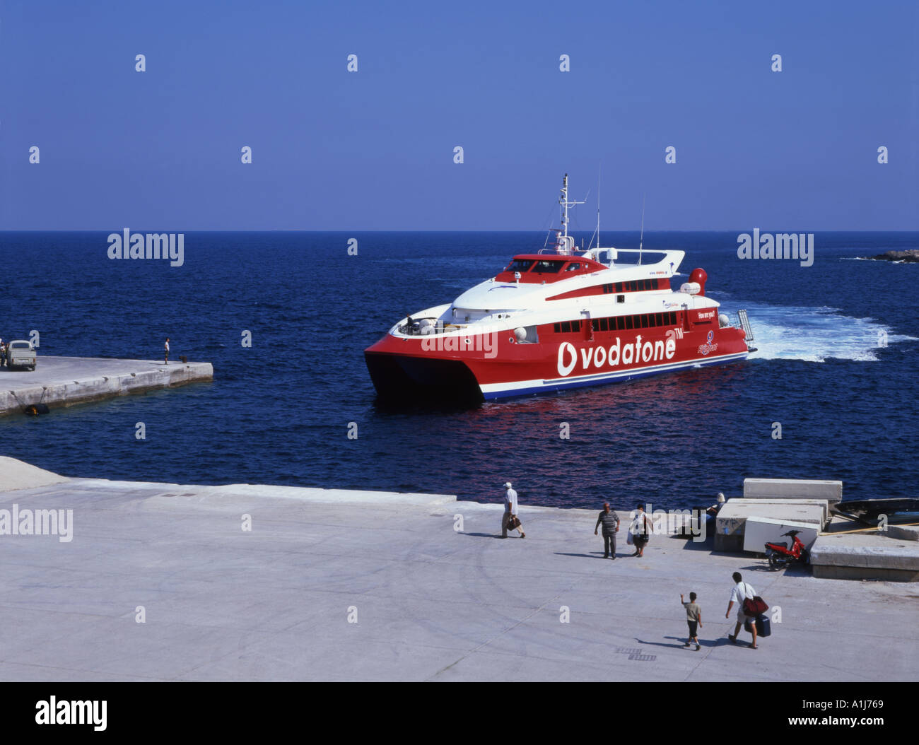 Vodafone catamaran arrives in Alonissos 1 number 2059 Stock Photo - Alamy