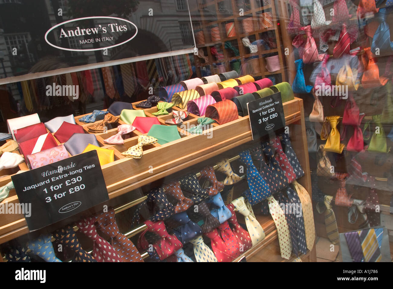 Colourful display of men s ties in shop window Stock Photo - Alamy