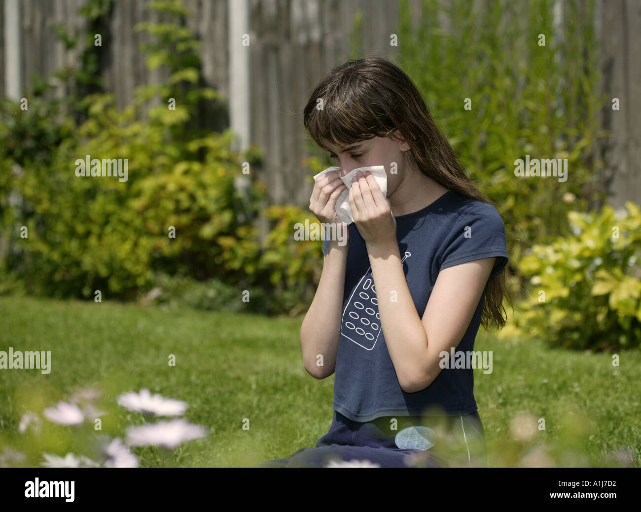 Grass allergies hayfever girl sneezing hi-res stock photography and ...
