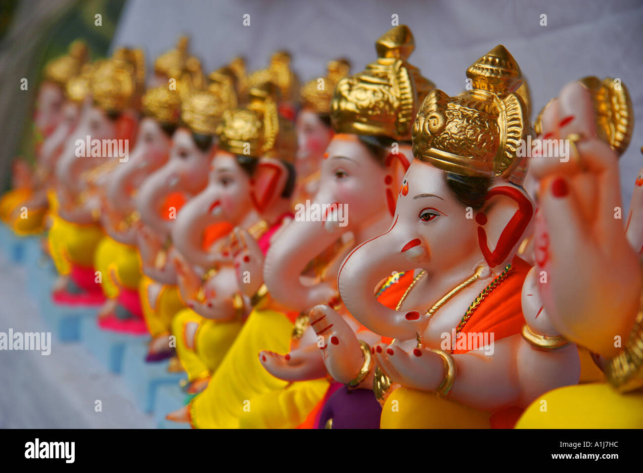 Idols of Lord Ganesh the elephant headed God lined up for sale at ...