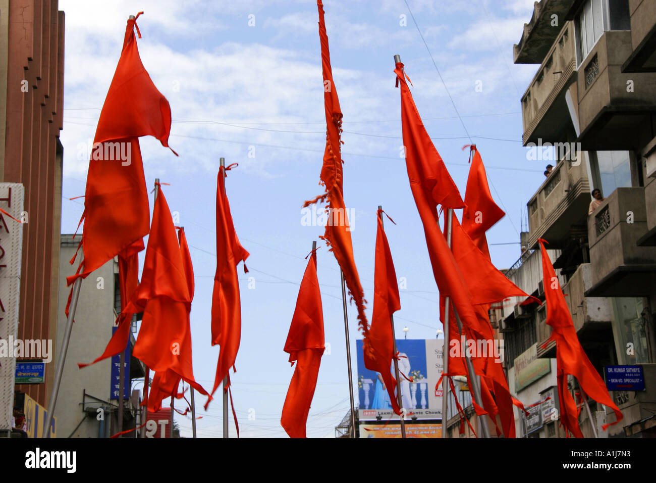 Religious saffron flags hi-res stock photography and images - Alamy