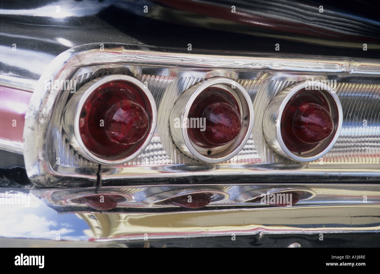 Detail of vintage black Chevrolet Impala. Rear lights Stock Photo - Alamy