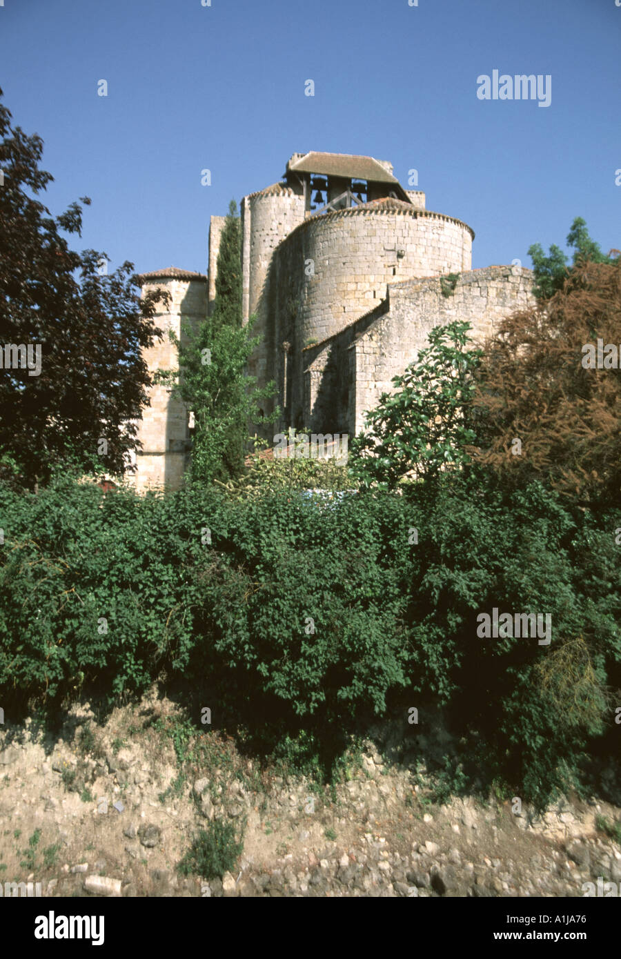 The Belfry of the Eglise at the Fortified village of Larressingle Stock ...