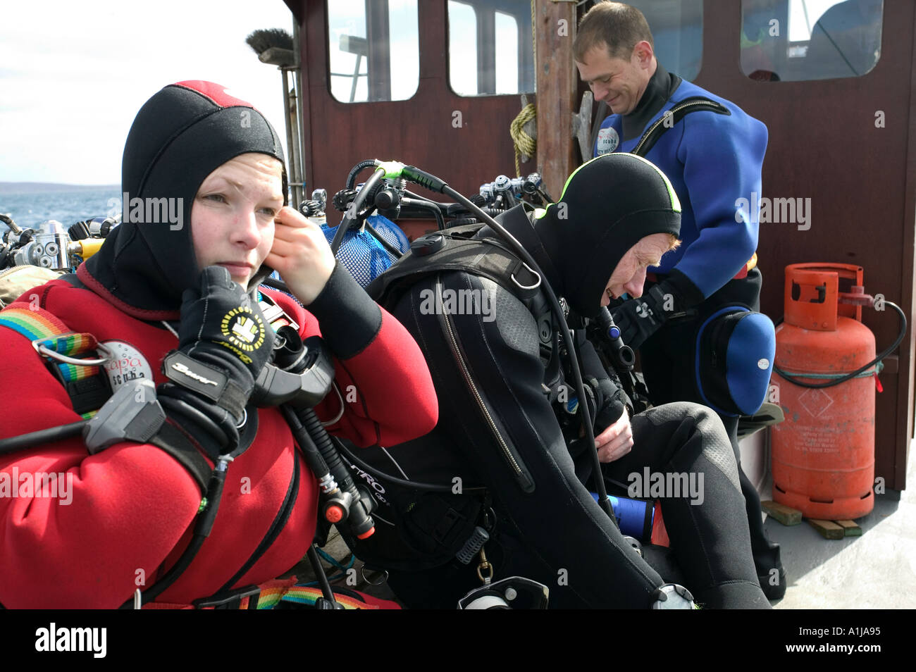 Divers prepare to scuba dive the war ships of Scapa Flow in Orkney ...