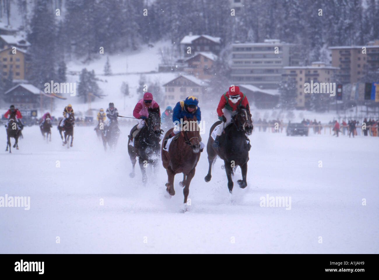 Horse race at the White Turf tournament St Moritz Switzerland Stock ...