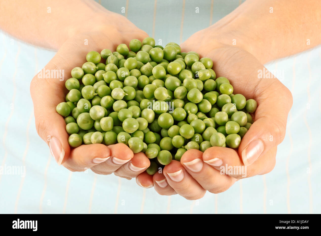 WOMAN HOLDING FRESH PEAS Stock Photo - Alamy