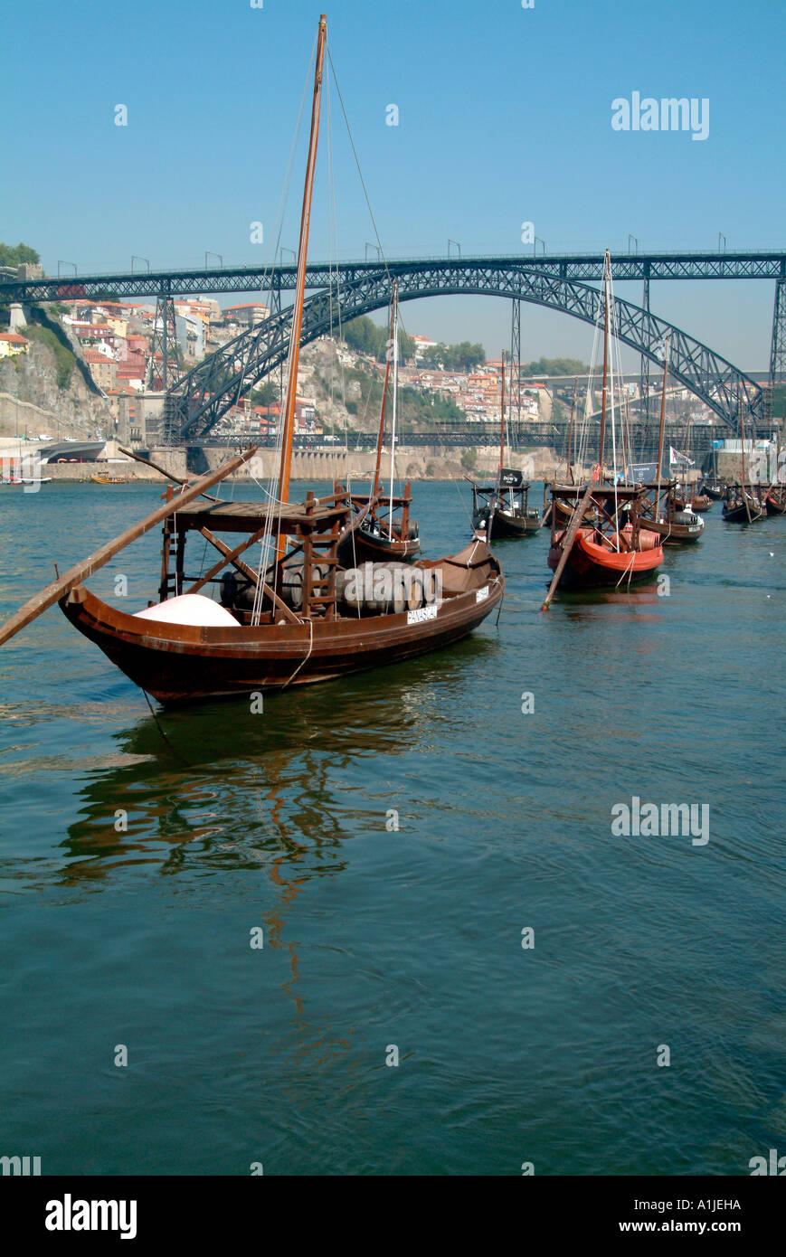 Barco rabelo the port barges on the River Douro Stock Photo - Alamy